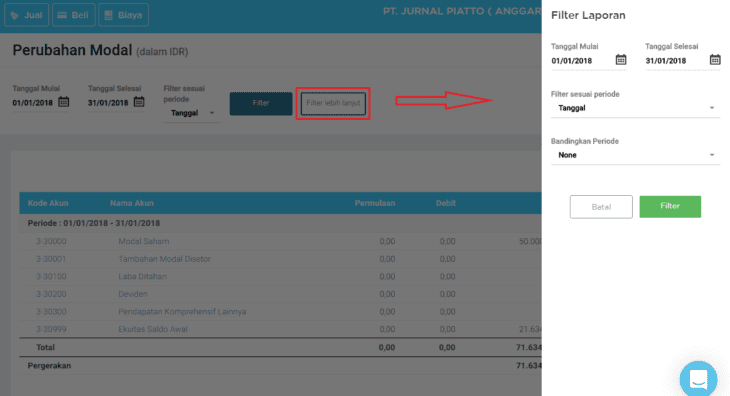 Contoh Laporan Perubahan Modal (Ekuitas) Perusahaan