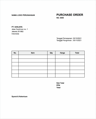 Download Contoh Surat Purchase Order dalam Bahasa Indonesia