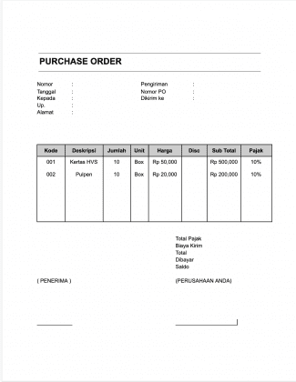 Purchase Order (PO): Pengertian, Fungsi, dan Contohnya