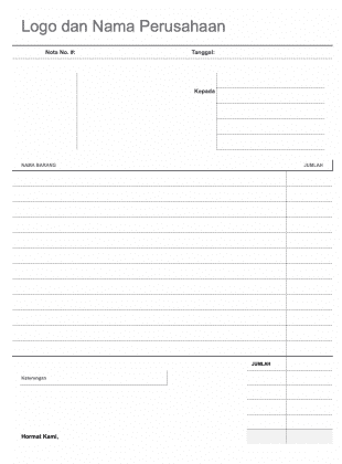 Download File Template Nota Kosong, Format Word dan Excel