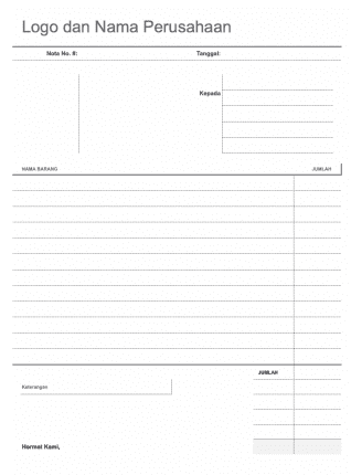 Download File Template Nota Kosong, Format Word dan Excel