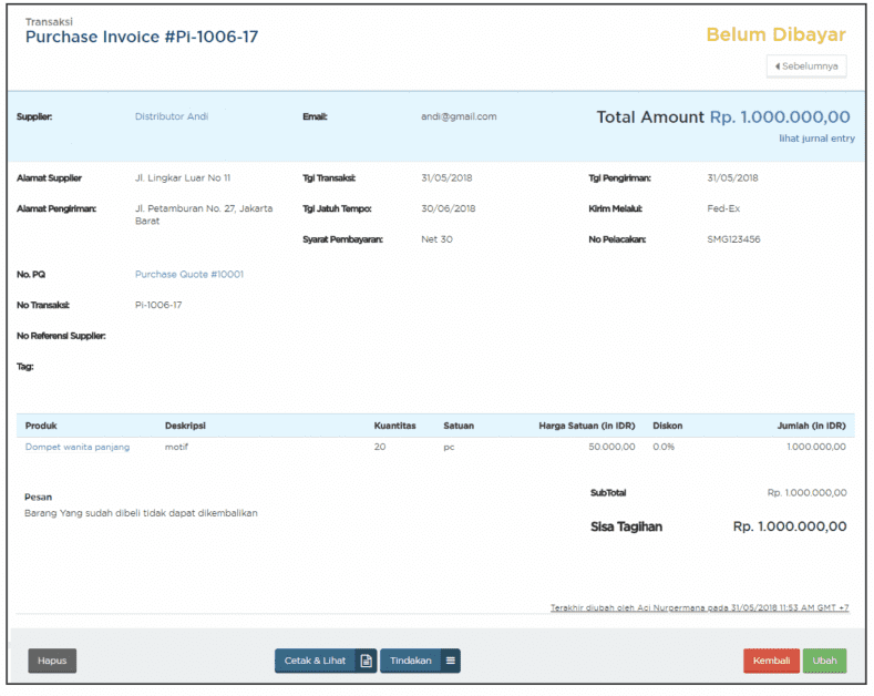 Download Contoh Surat Purchase Order dalam Bahasa Indonesia