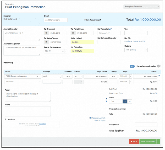 Download Contoh Surat Purchase Order dalam Bahasa Indonesia