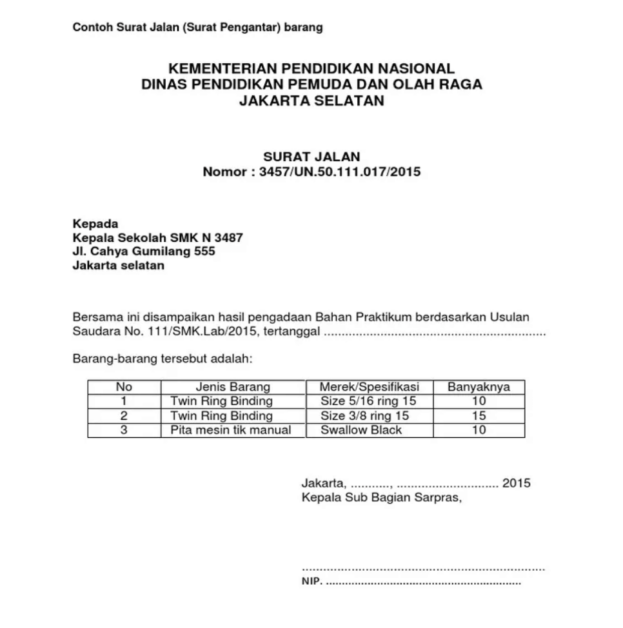 7 Contoh Surat Jalan Pengantar atau Pengiriman Barang