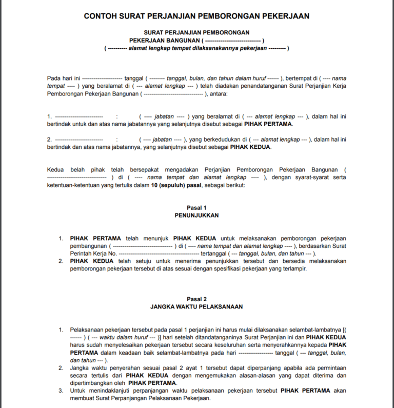 Contoh Surat Perjanjian Kerjasama Berbagai Jenis Usaha