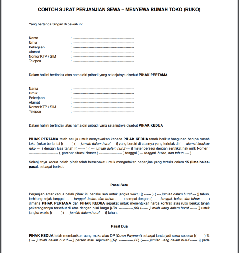 Contoh Surat Perjanjian Kerjasama Berbagai Jenis Usaha
