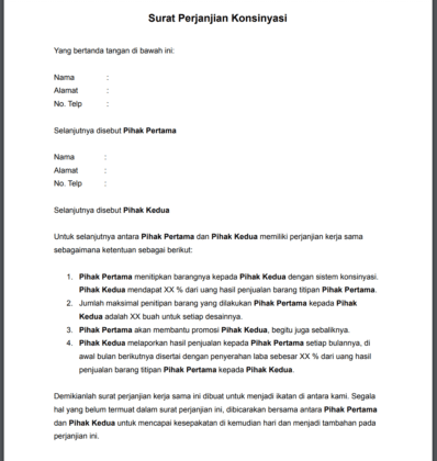 Contoh Surat Perjanjian Kerjasama Berbagai Jenis Usaha