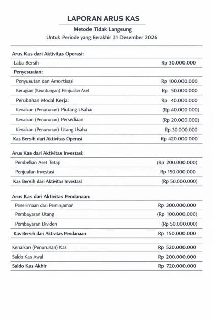 Metode Tidak Langsung Laporan Arus Kas: Pengertian, Komponen Utama ...
