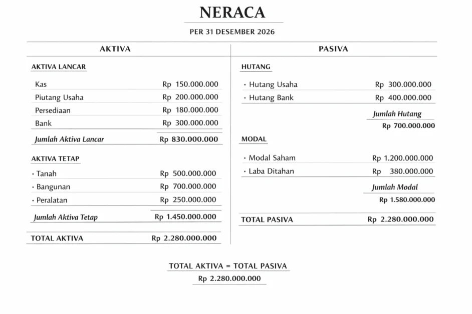 Laporan Neraca Perusahaan Dagang: Pengertian, Cara Membuat dan Contoh ...